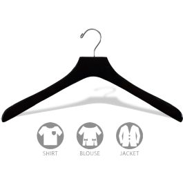 Set of 24 Oversized Black Wood Top Hanger (18" X 2")