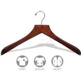 Set of 25 Walnut Wood Jacket Hangers (18" X 2") At Great Prices! Nickel ...