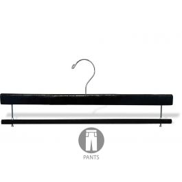 Set of 100 Black Wood Bottom Hanger With Flocked Bar (16" X 3/8")