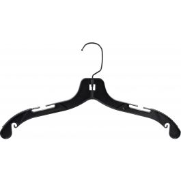 Black Plastic Top Hanger W/ Black Hook (17" X 3/8")